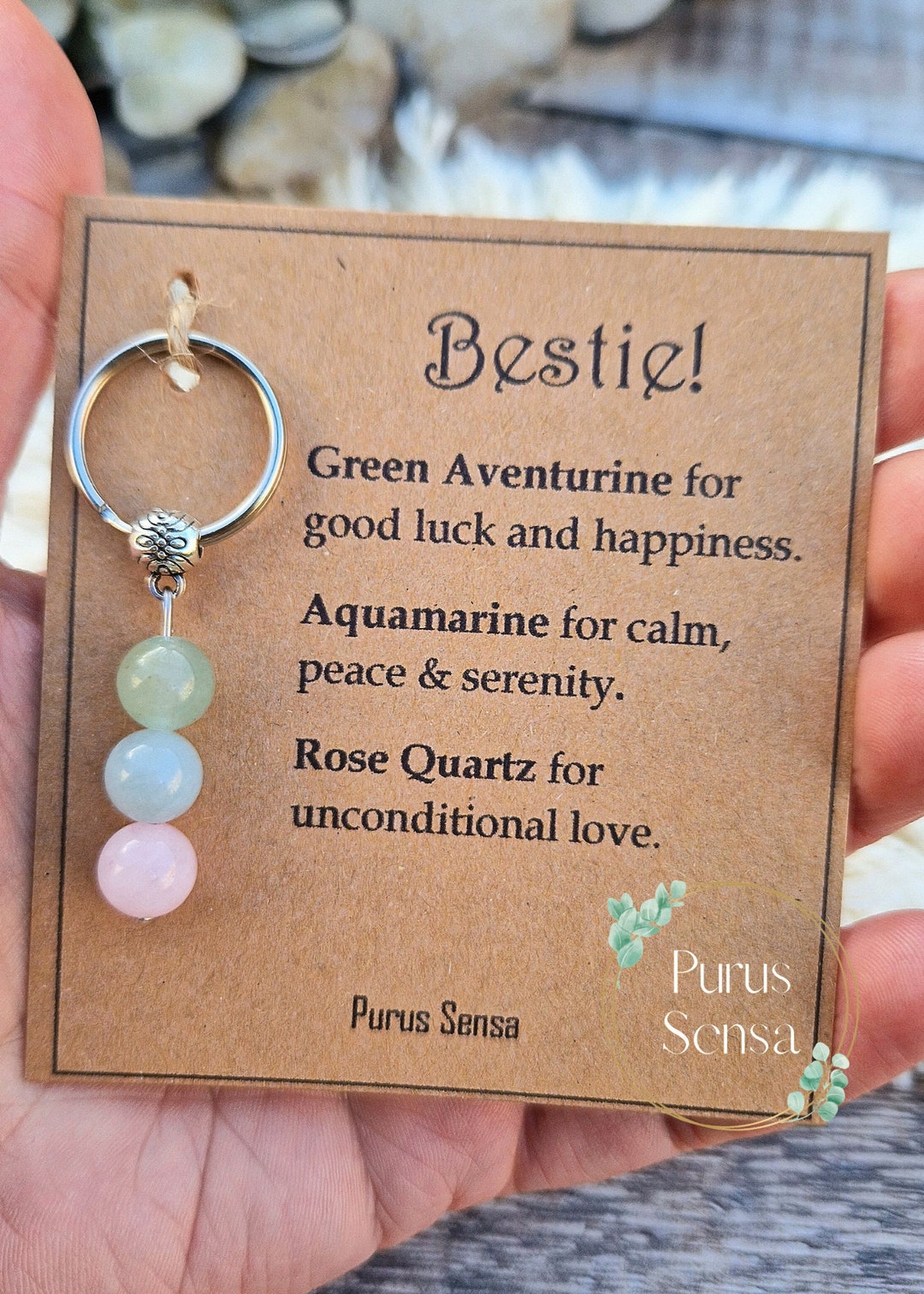 Bestie Crystal Keyring. Friendship Crystal Gift. Personalised Crystal ...