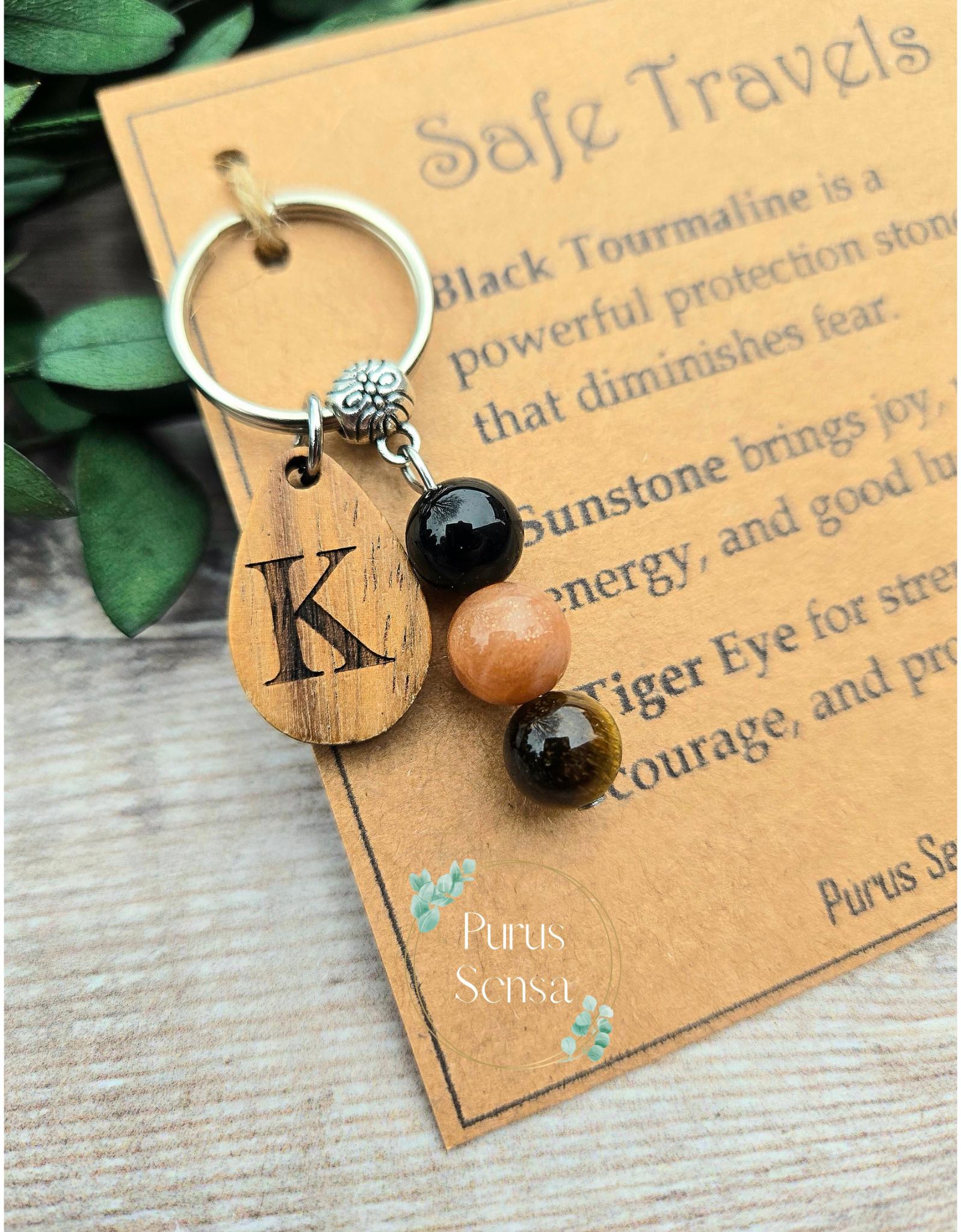 PERSONALISED Safe Travels Crystal Keyring. Crystals for Travel. Good ...
