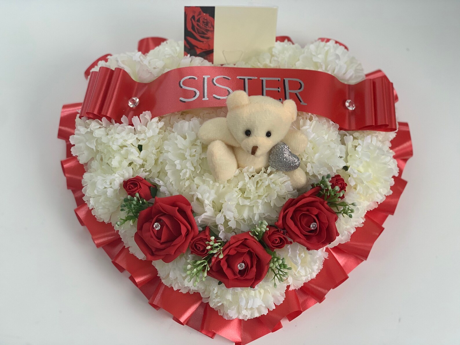 Funeral Tribute Memorial Wreath Teddy Grave Artificial Flower - Etsy UK