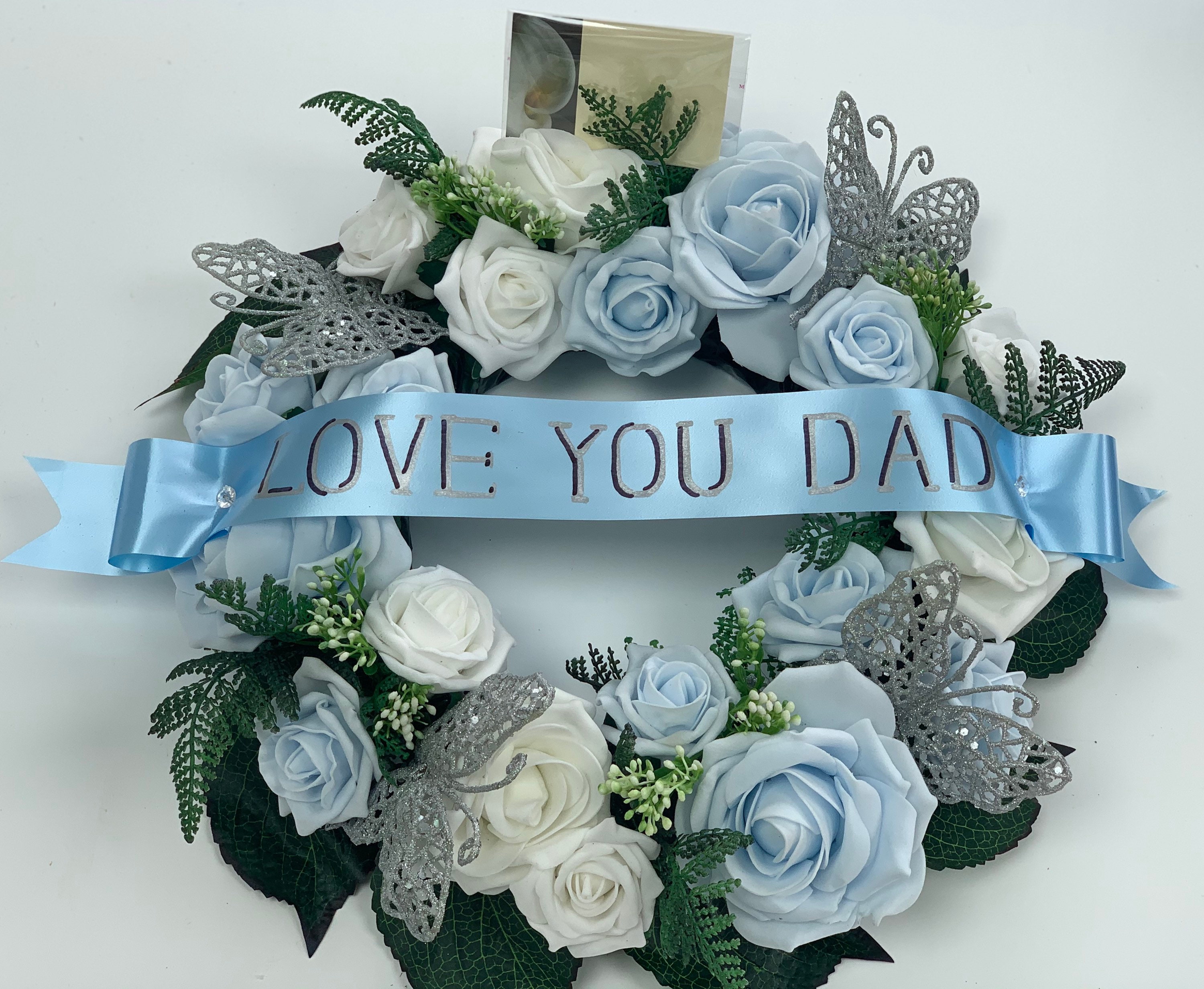 Artificial Flowers Wreath Funeral Tribute Memorial dad | Etsy