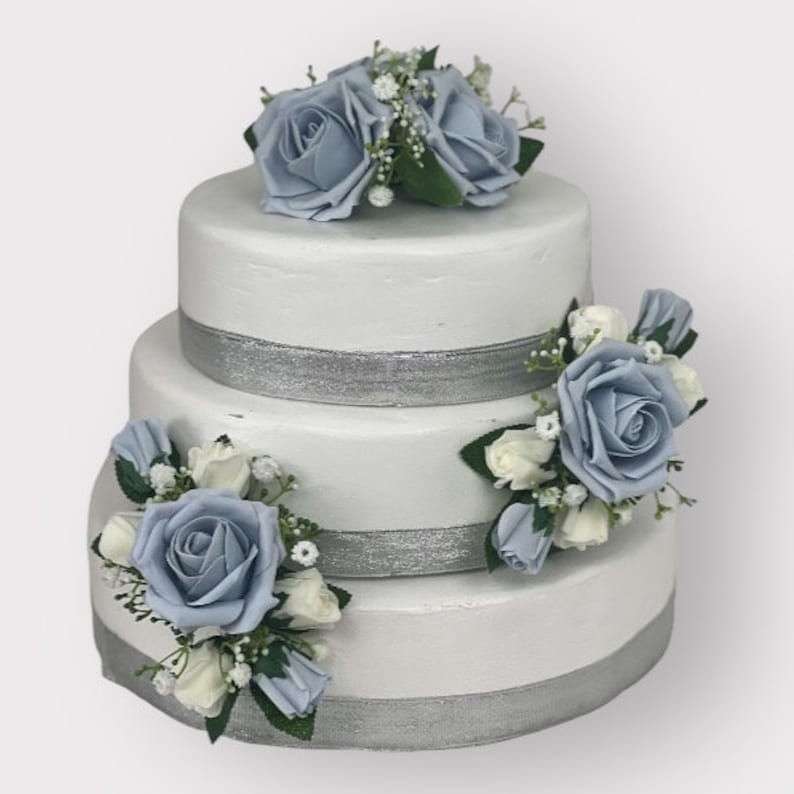 Wedding Flowers With Dusky Blue Bouquets With Gypsophila & Roses - Etsy