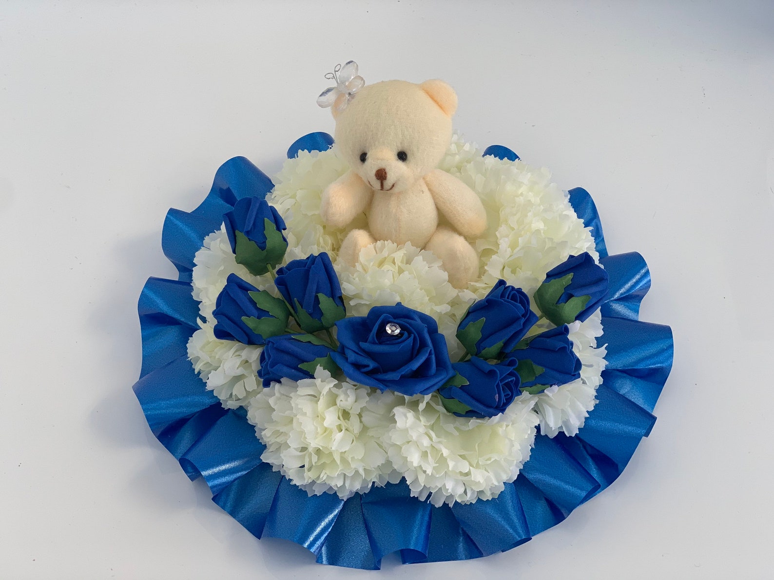 Funeral Tribute Memorial wreath teddy grave Artificial Flower | Etsy