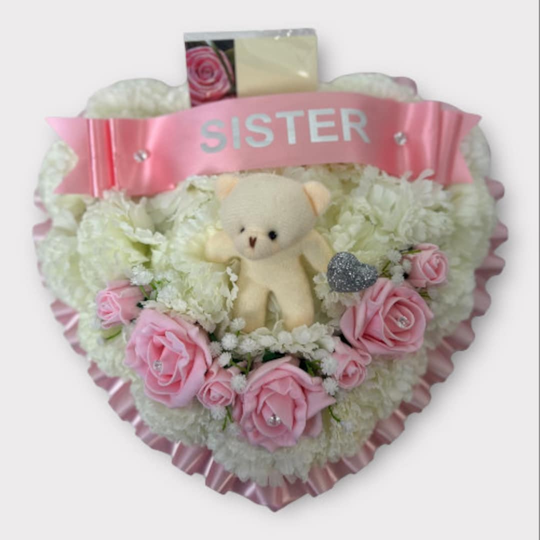 Funeral Tribute Memorial Wreath Teddy Grave Artificial Flower Round ...