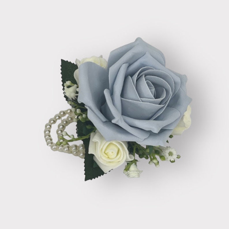 Wedding Flowers With Dusky Blue Bouquets With Gypsophila & Roses - Etsy