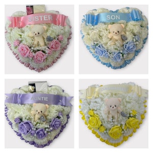 Funeral Tribute Memorial Wreath Teddy Grave Artificial Flower Round ...