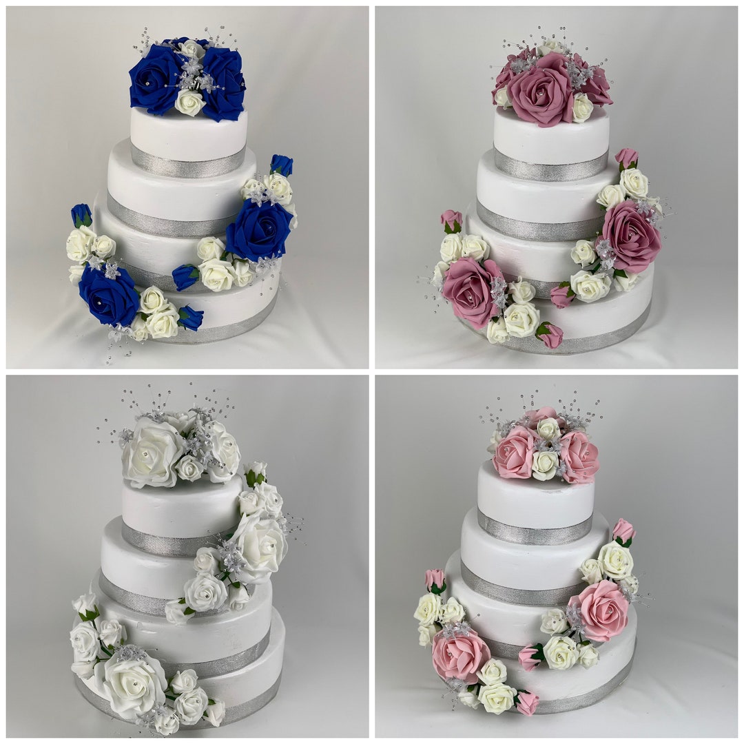 Wedding Flowers Cake Topper Roses 3 Pieces Tier Bouquets - Etsy