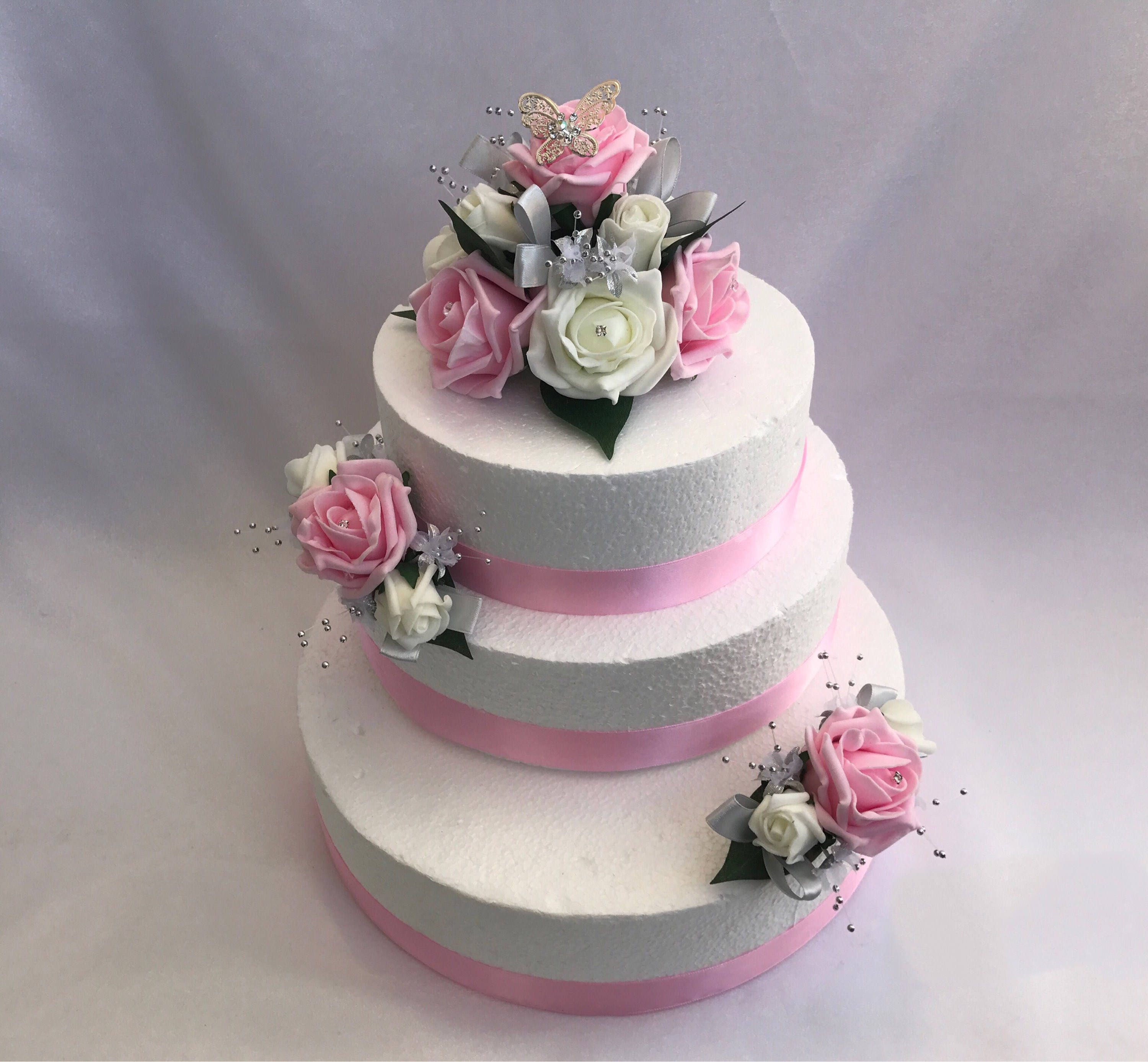 Wedding Flowers Cake Topper With Butterfly Bouquet - Etsy UK