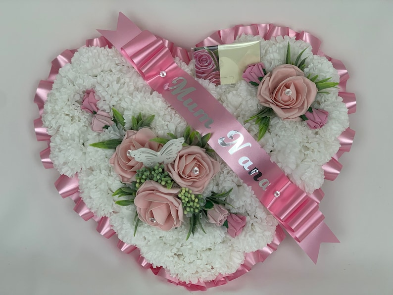 Large Artificial Flowers Heart Grave Wreath Funeral Tribute Memorial ...