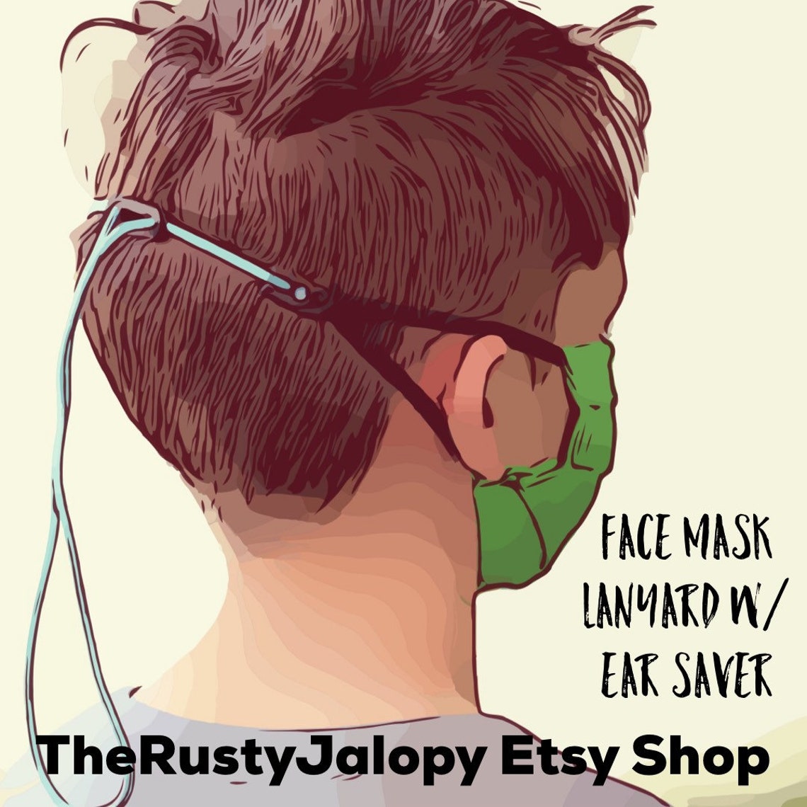 BLACK W/ Black Hooks Ear Loop Extender for Face Masks | Etsy