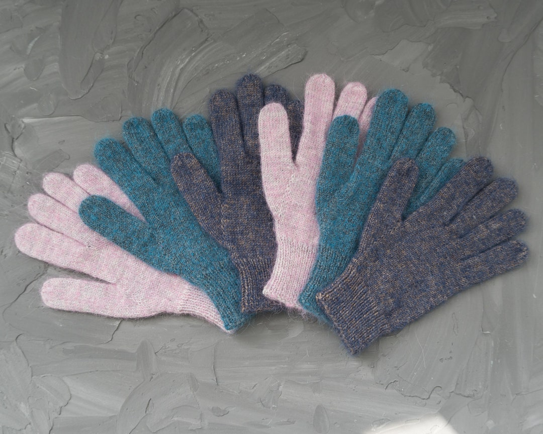 Warm Gloves Women Fluffy Wool Mittens Blue Pink Turquoise - Etsy