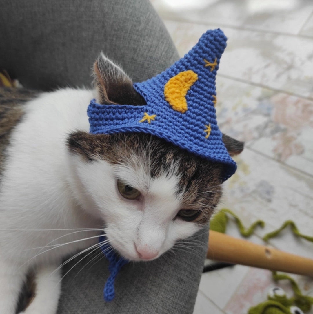 True Wizard Hat for Cat Photo Prop Cats Birthday Gift Crochet Hat for ...