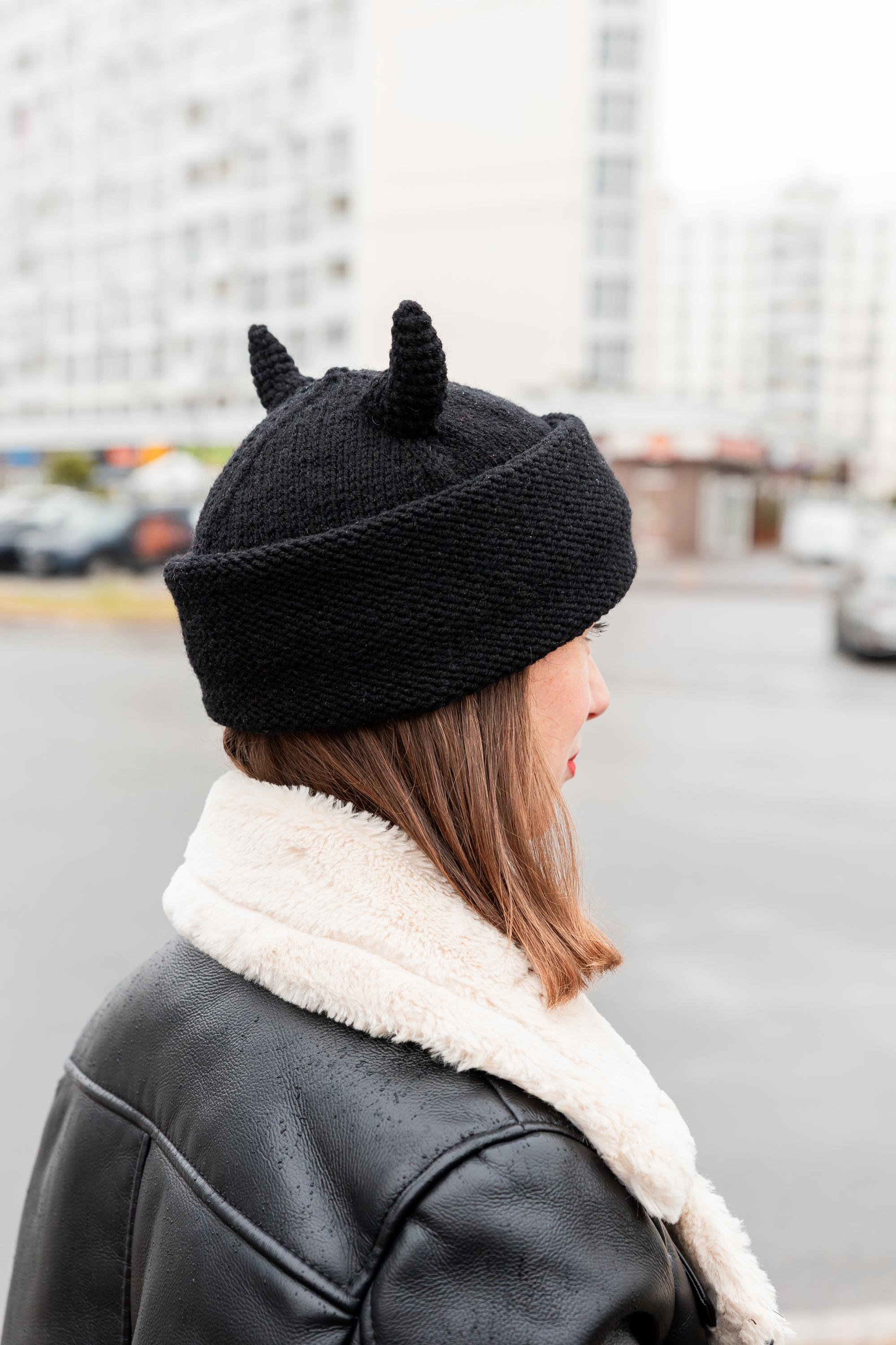 Devil Horns Hat, Beanie With Horns, Halloween Custom Colors Cap for ...