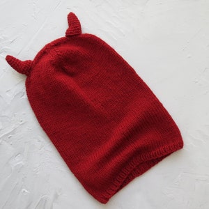 Beanie With Horns, Red Devil Horns Hat, Halloween Blood Red Cap for Women, Halloween Outfit ...