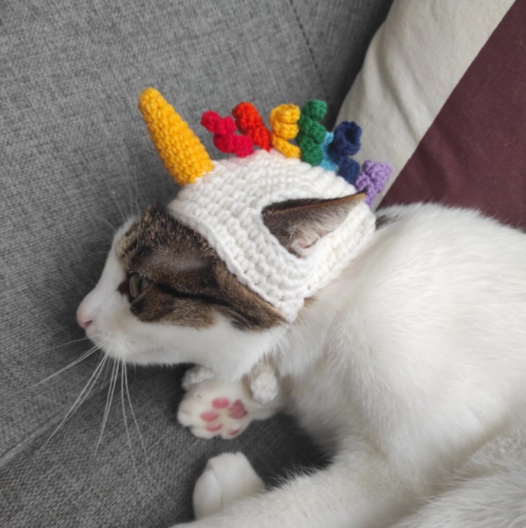 Unicorn Cat Hat Сrochet Cat Bonnet Cute Spring Pet Costumes Cats ...