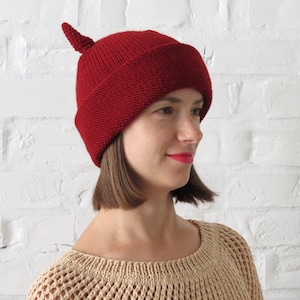 Beanie With Horns, Red Devil Horns Hat, Halloween Blood Red Cap for Women, Halloween Outfit ...
