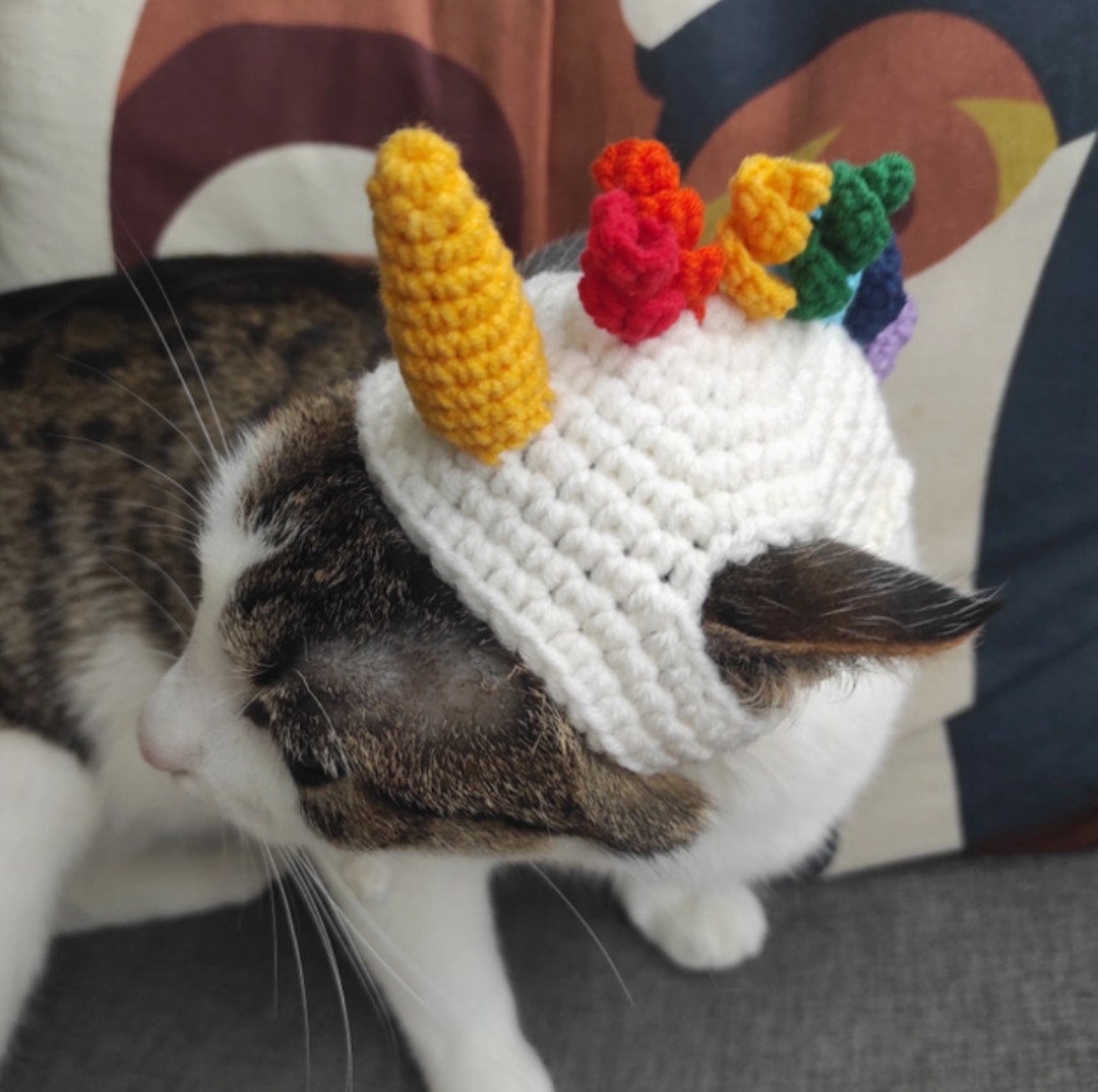 Unicorn Cat Hat Сrochet Cat Bonnet Cute Spring Pet Costumes Cats ...