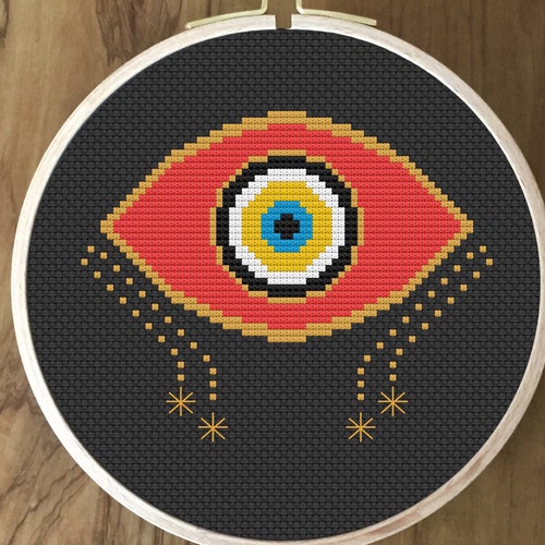 Evil Eye Cross Stitch Pattern Evil Eye Modern Cross Stitch - Etsy