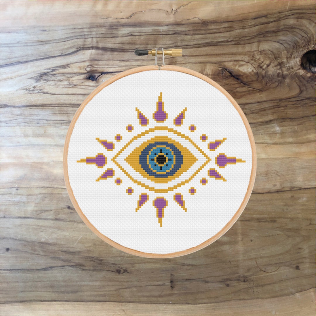 Evil Eye Cross Stitch Pattern | Evil Eye Modern Cross Stitch | Beginner ...