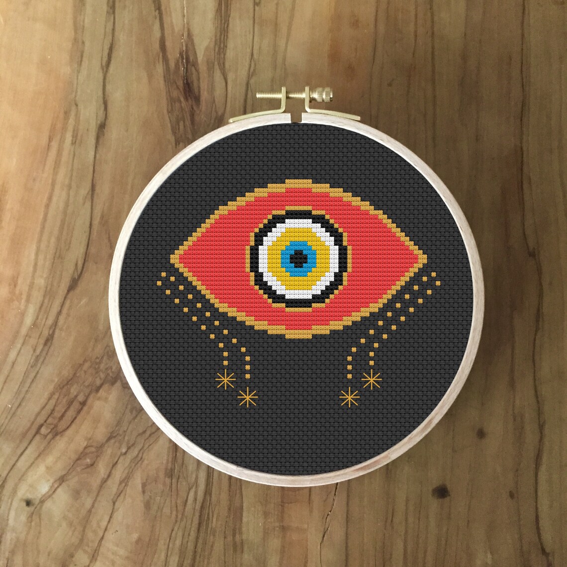 Red Evil Eye Cross Stitch Pattern Modern Cross Stitch | Etsy