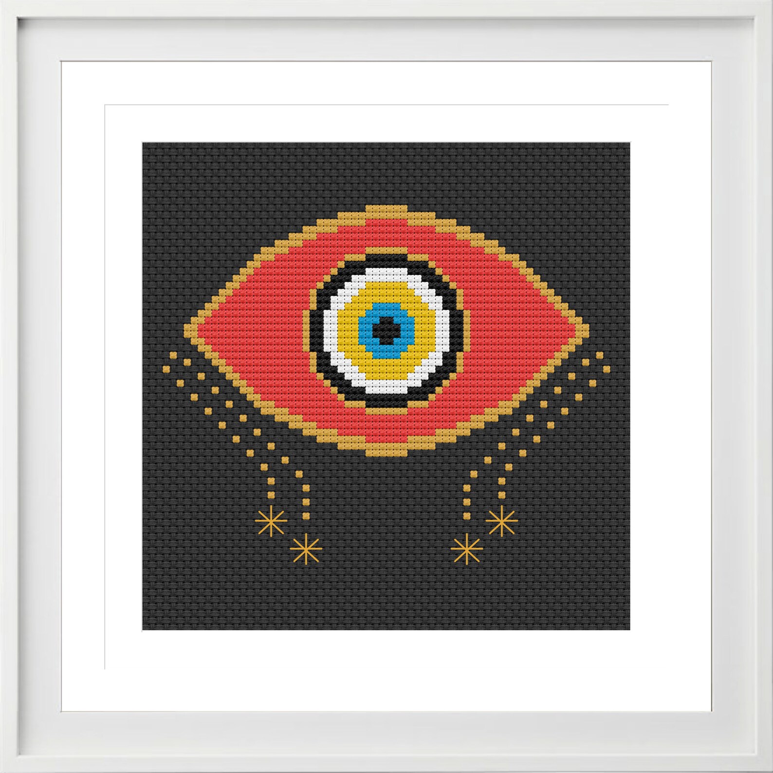 Red Evil Eye Cross Stitch Pattern Modern Cross Stitch | Etsy