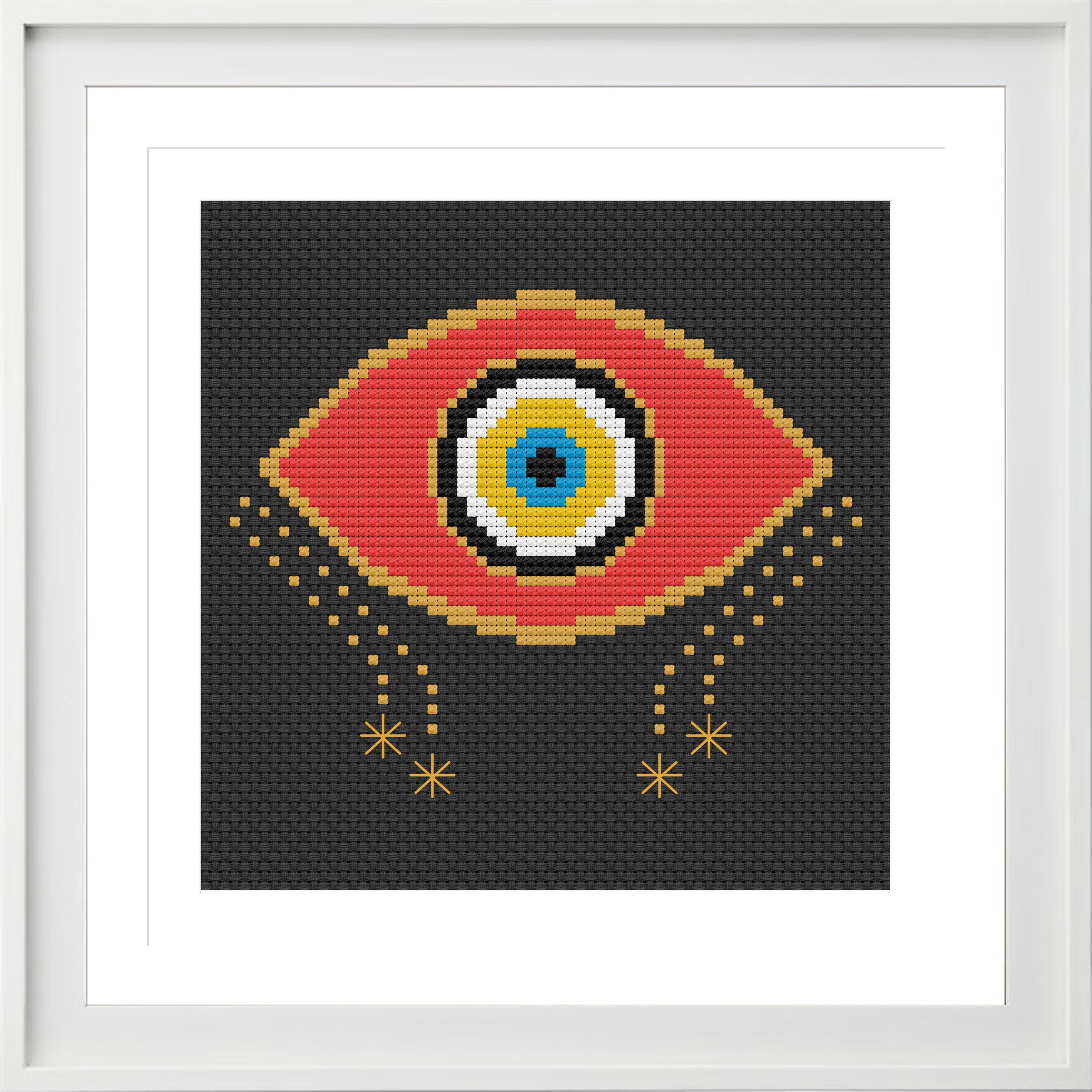 Red Evil Eye Cross Stitch Pattern: Modern Beginner Design (PDF Pattern ...