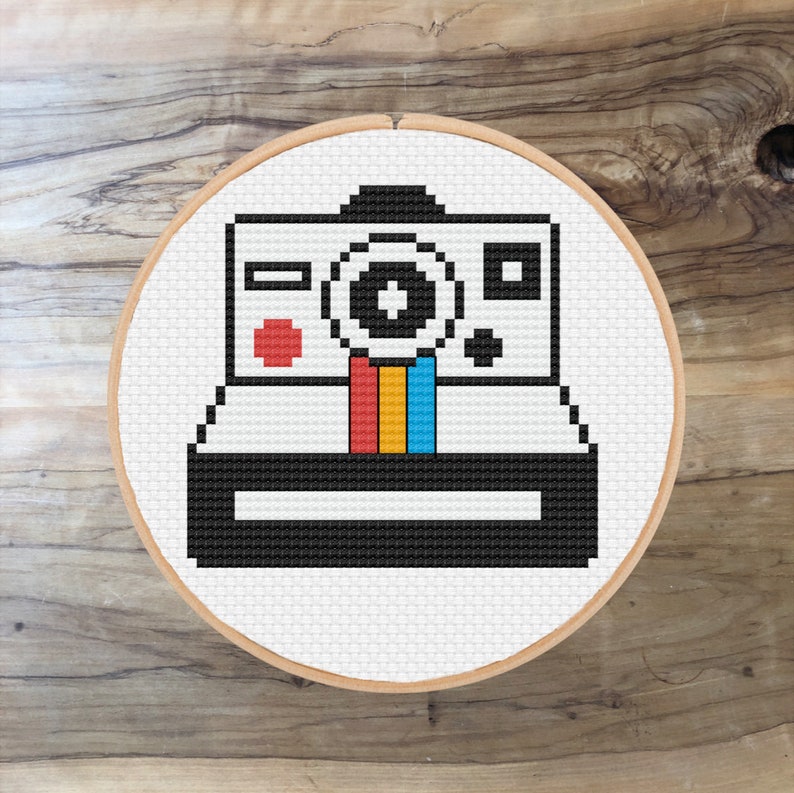 Polaroid Camera Cross Stitch Pattern: Retro Modern Design (PDF Pattern ...