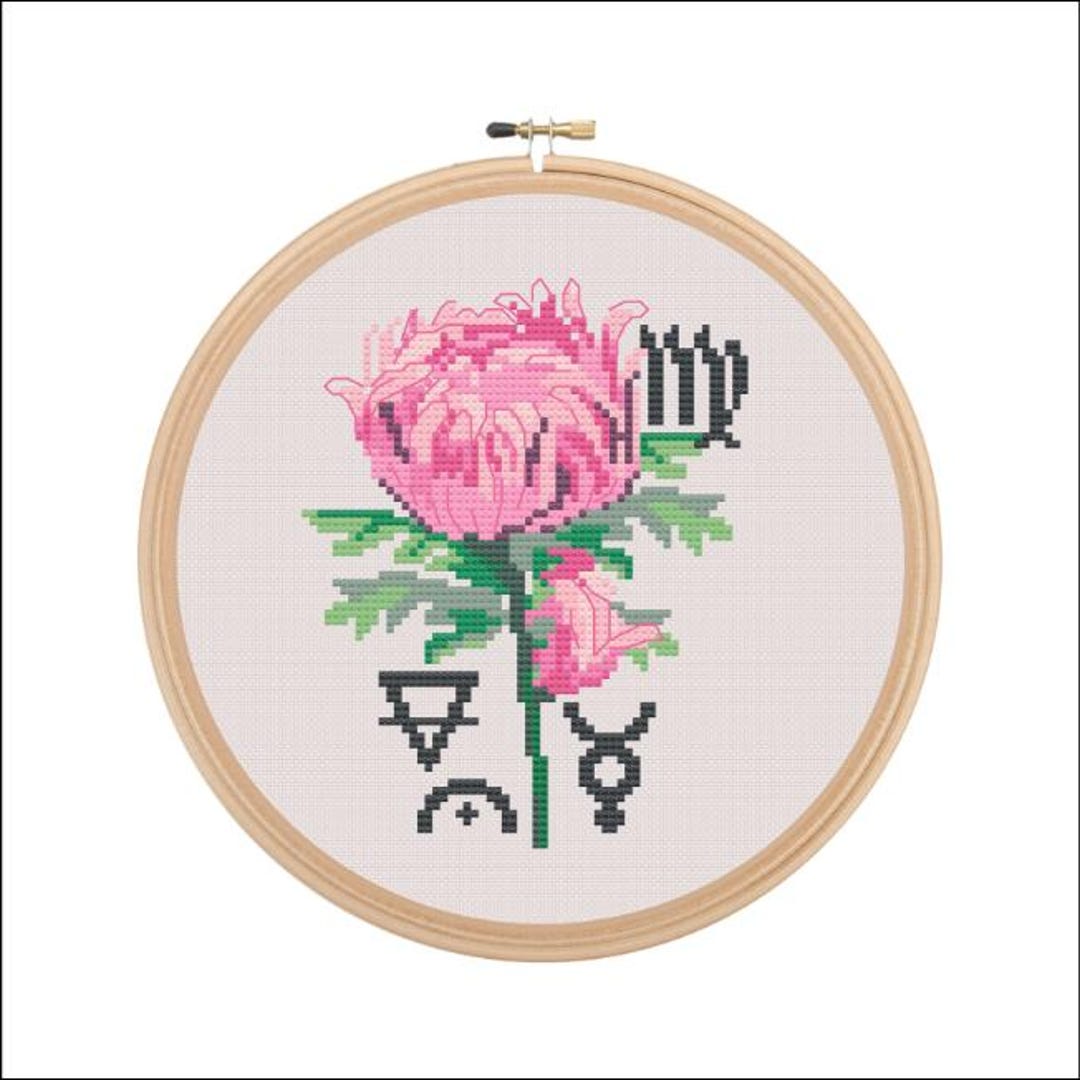 Virgo Flower Cross Stitch Pattern: Astrology Design (PDF Pattern) - Etsy