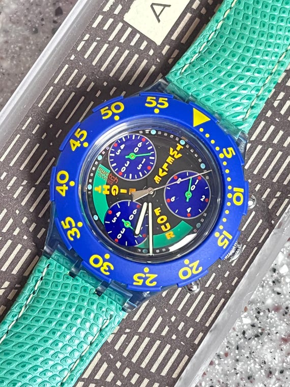 1995-96 RARE Swatch Watch Vintage Acquachrono Spring … - Gem