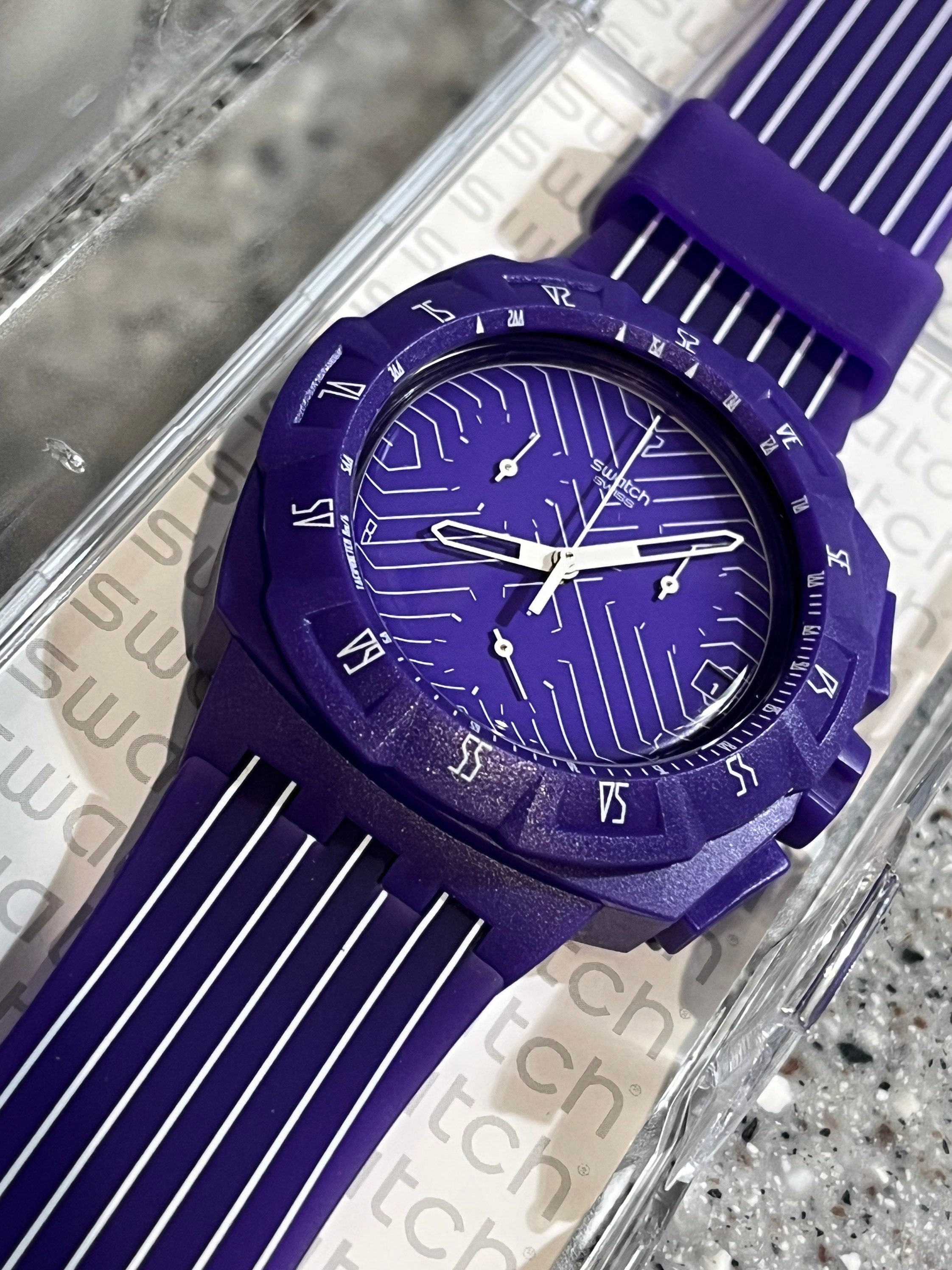Fabulous Swatch Watch Chronograph Purple Rain or Run New Old | Etsy