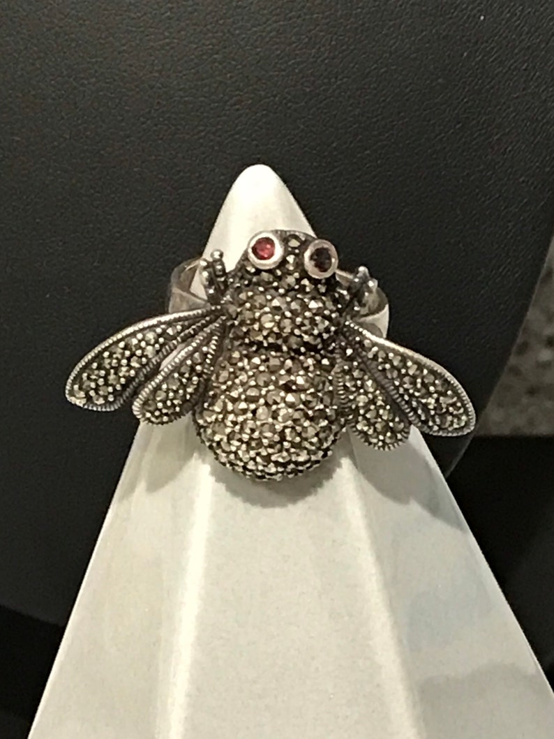 Vintage Marcasite Sterling 925 Thai CJF Marked FLY Ring - Etsy