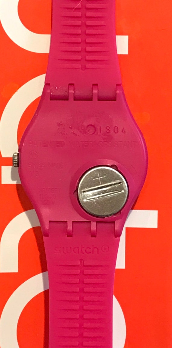 Pink Fuzz Swatch Watch GP142 rubber band zig zag patt… - Gem