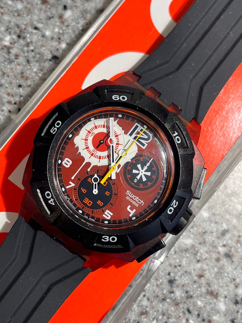 Rare Swatch Watch Chronograph Reddish Black Quartz Analog - Etsy