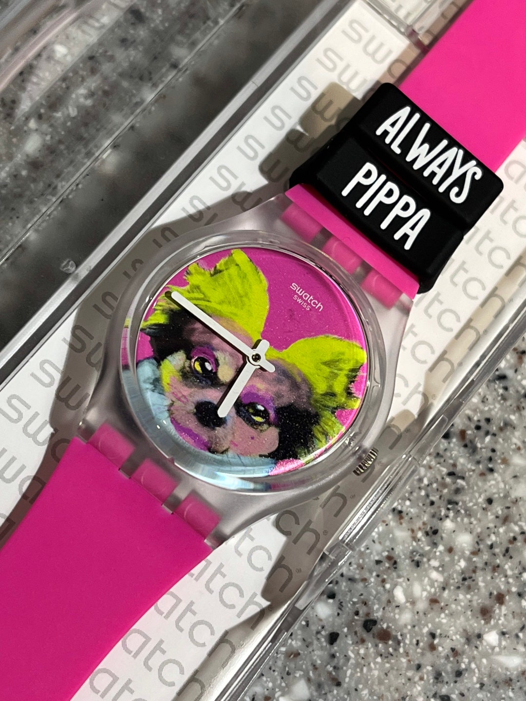 Swatch Watch Pinkapippa Chihuahua Dog Always Pippa Neon Pink Colorful ...