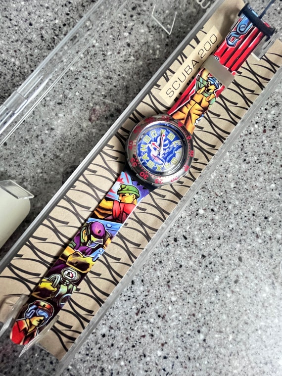 1995 Vintage Scuba Swatch Watch RARE 38mm SDM105 Tova… - Gem