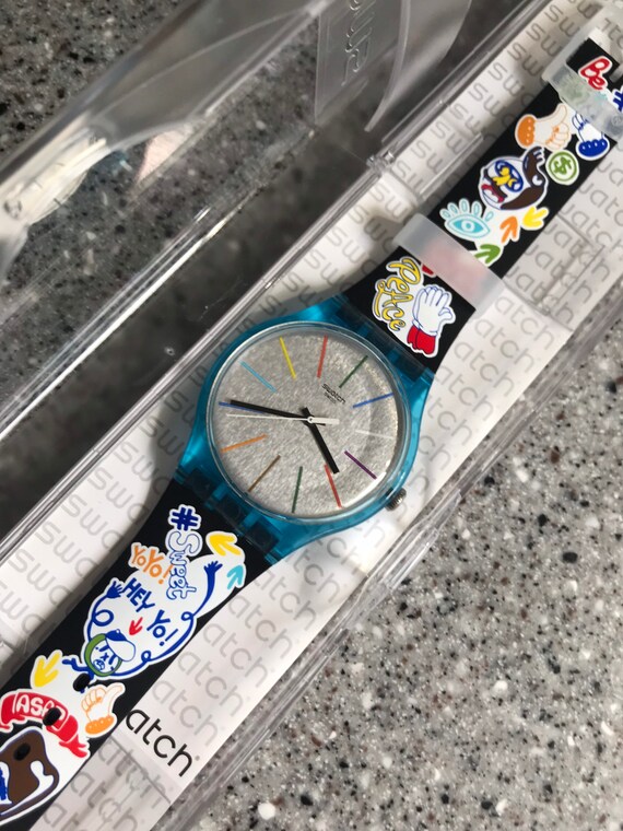 Swatch Watch Vintage New SUOW157 Streety Graffiti Rubber Strap - Etsy
