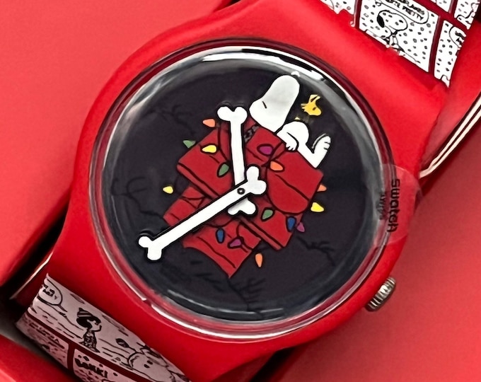 Swatch X Peanuts Snoopy Chomp Holiday Special Swatch Watch 41mm ...