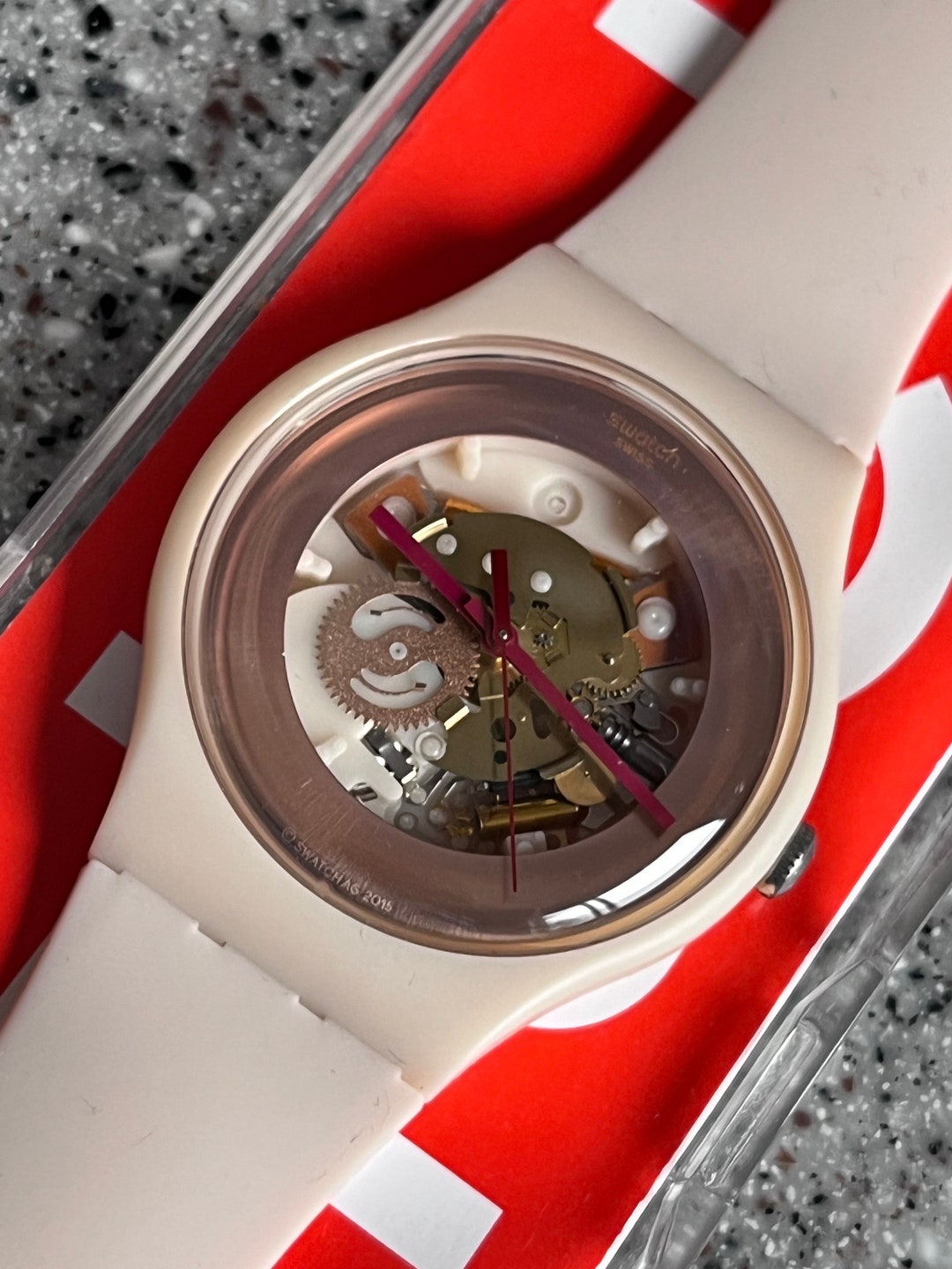Shades of Rose Lacquer Swatch Watch Rose Gold 41mm Silicone Band NEW ...