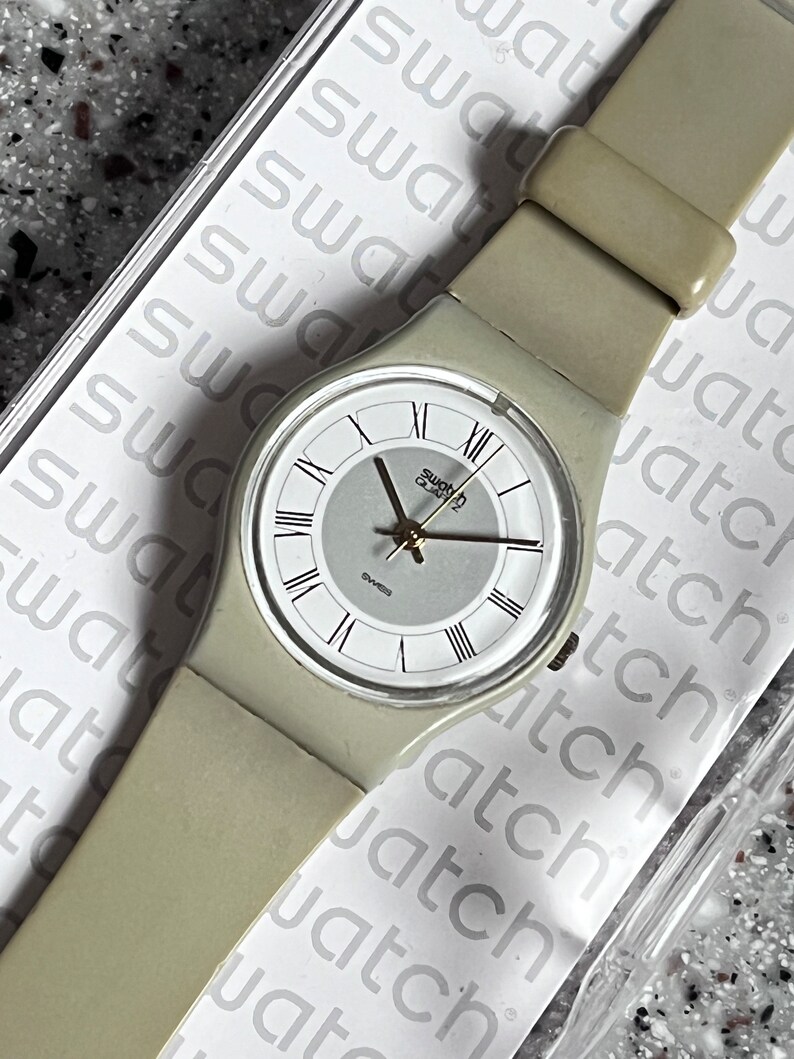 Vintage Swatch Watch Grey Flannel Lm104 No Scratches 25mm Smaller ...
