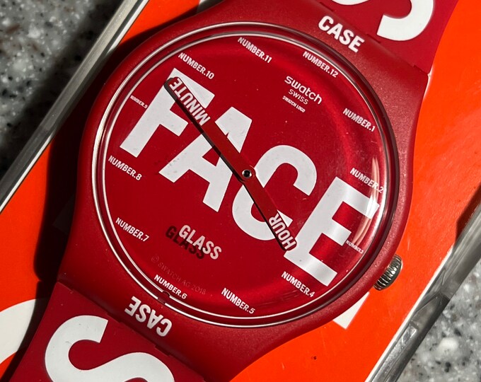 Swatch Watch Parts of a Swiss Swatch Watch Red and White 41mm Face Each ...