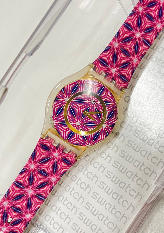 Swatch Watch SKIN Vetrata spring design in pink purpl… - Gem