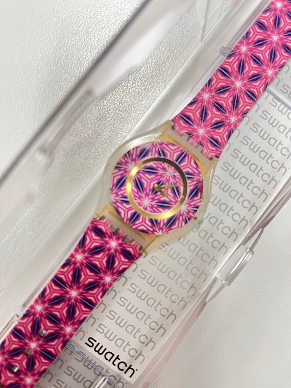 Swatch Watch SKIN Vetrata spring design in pink purpl… - Gem