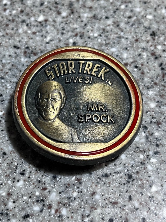 Mr. Spock 1978 Belt Buckle Star Trek Lives round smal… - Gem