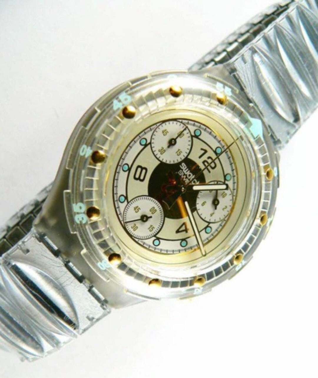 Vintage 1995 Swatch Watch Mini Aquachrono Golden Rivet SEM100 Never ...
