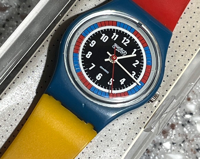 1985 Swatch Vintage Tri-color Racer Original Good Condition Pre-owned ...