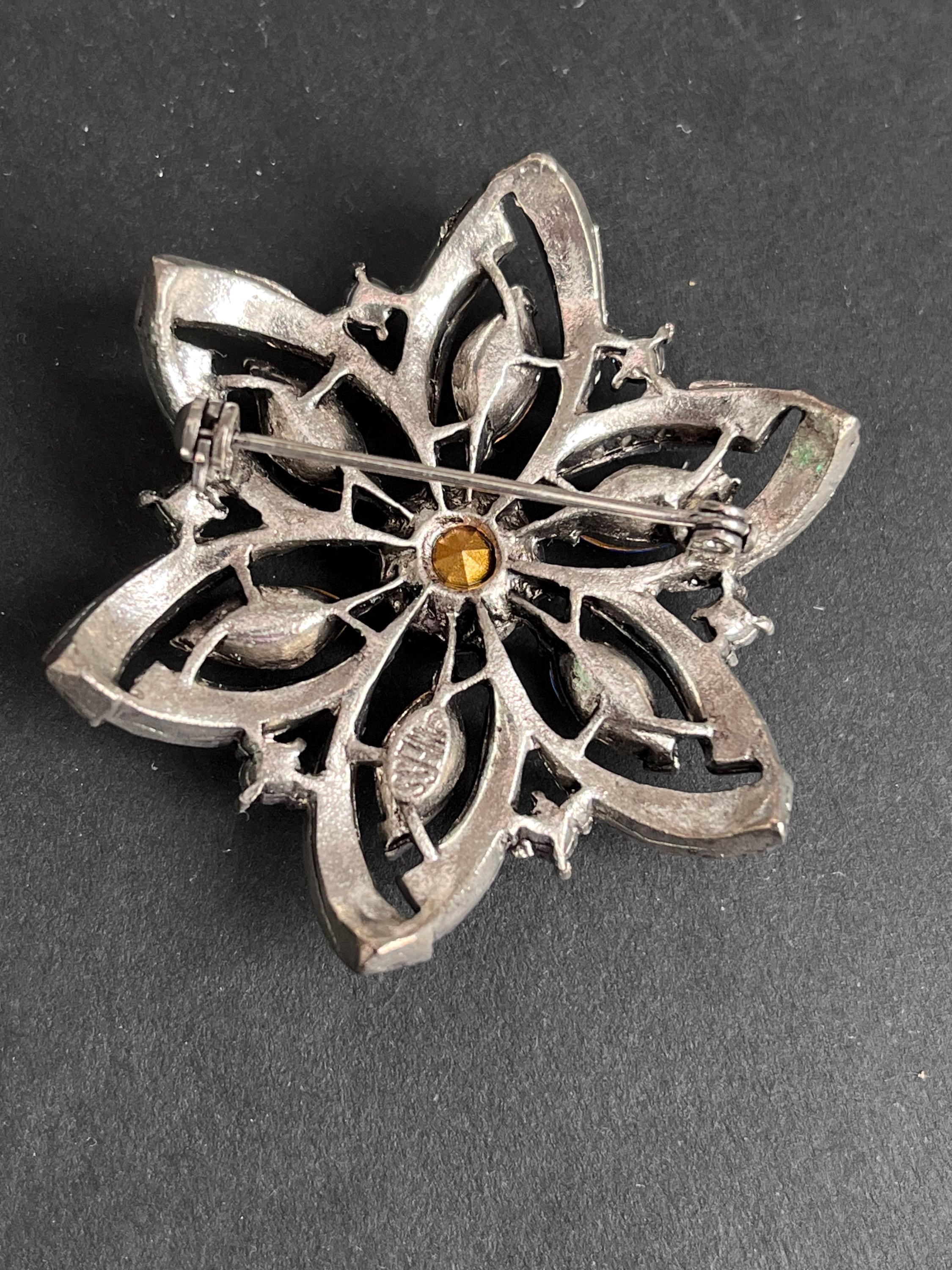 WEISS Signed Vintage Antique Designer Blue and Clear Crystal Pin 2 ...