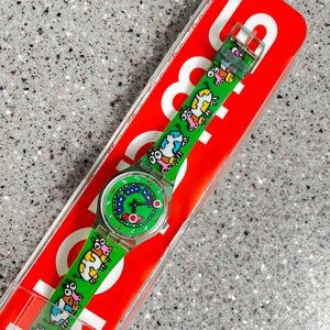 Vintage Swatch Watch 34mm Original Crazy Train With Cows GG194 Running ...