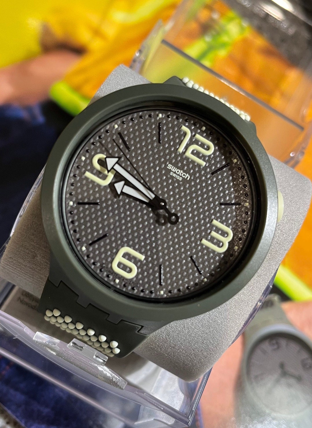 Bbblanco Swatch Watch Big Bold 47mm Large Face Striking Olive Grey ...