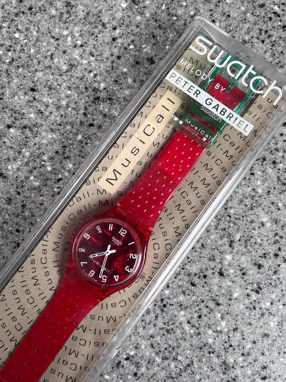 VINTAGE SWATCH Watch Peter Gabriel Red Rhythm Musical… - Gem