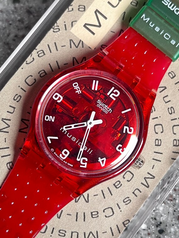 VINTAGE SWATCH Watch Peter Gabriel Red Rhythm Musical… - Gem