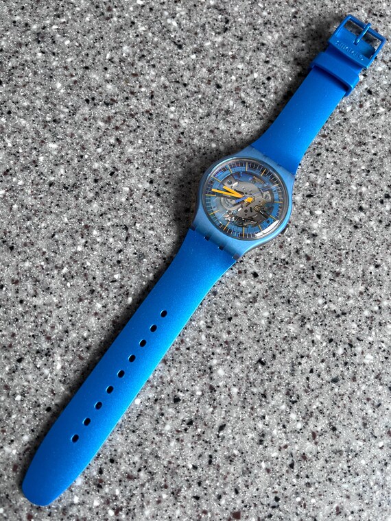 BRAND NEW swatch watch 41mm larger face Blue skeleton… - Gem